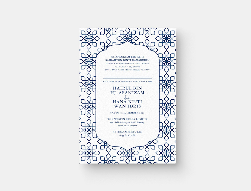 Blue Moroccan Invitation Card - KadKads - Kad Kahwin
